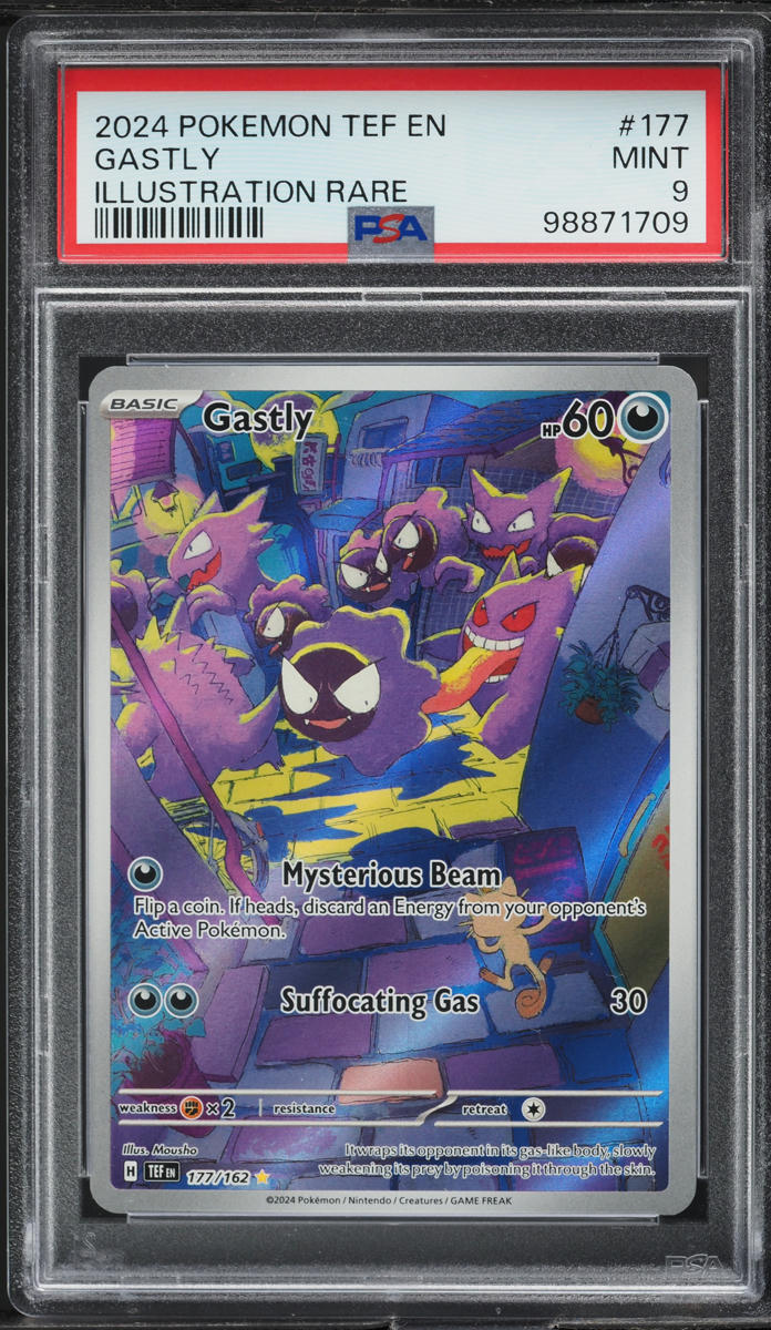 2024 Pokemon SV Temporal Forces Illustration Rare Gastly #177 PSA 9 MINT on Fanatics Collect