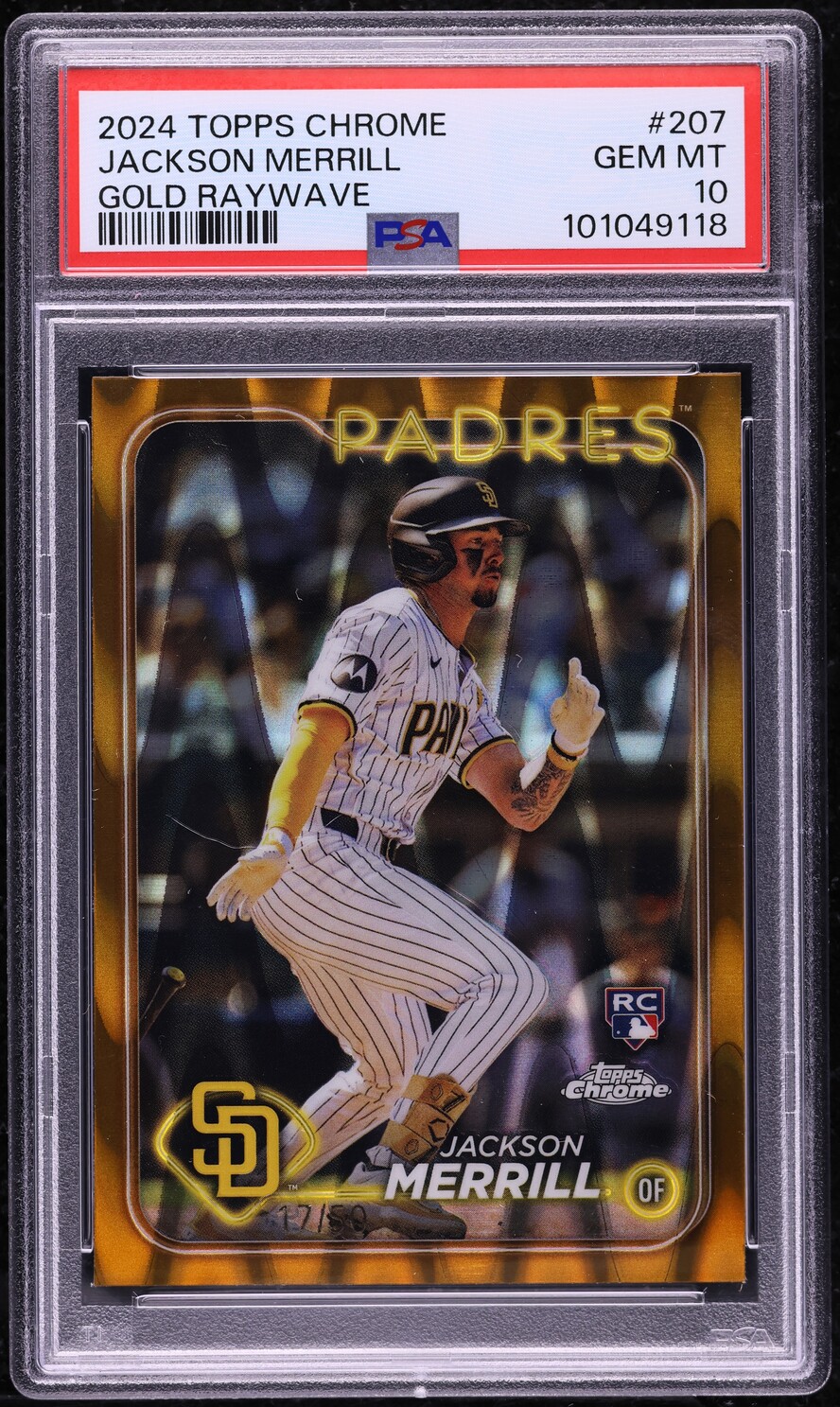 2024 Topps Chrome Gold Raywave Jackson Merrill ROOKIE /50 #207 PSA 10 ...