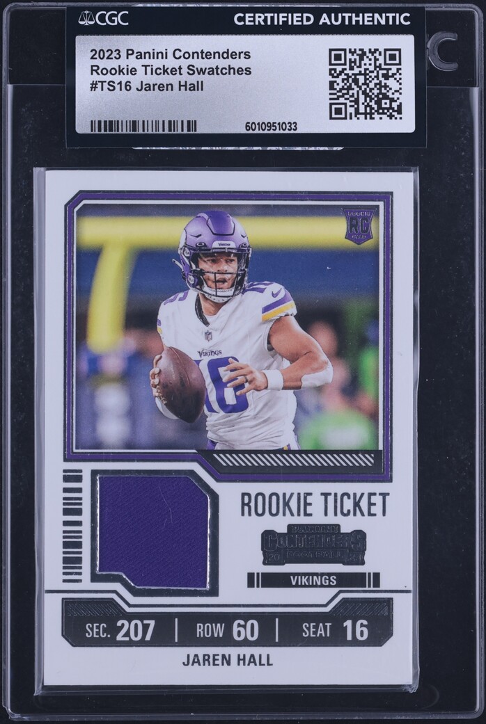 2023 Panini Contenders Ticket Jaren Hall ROOKIE PATCH #TS16 CGC AUTH on ...