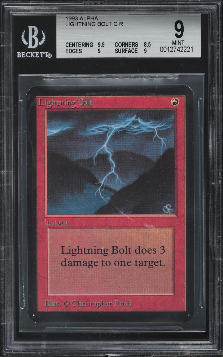 1993 Magic The Gathering MTG Alpha Lightning Bolt BGS 9 MINT on ...