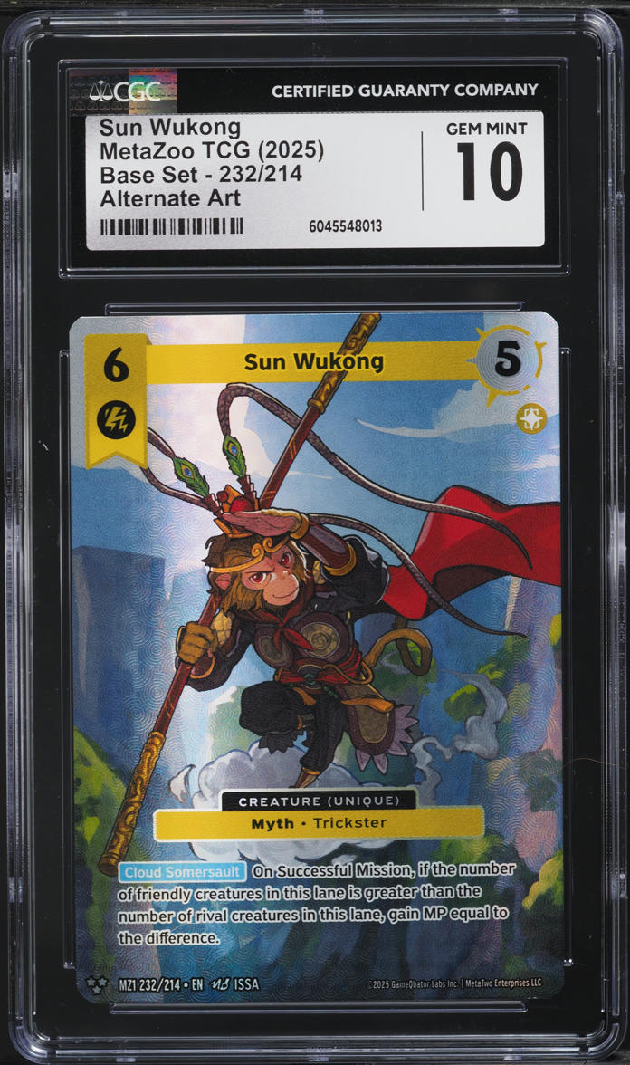 2025 MetaZoo TCG Base Set Alt Art Sun Wukong #232 CGC 10 GEM MINT on ...