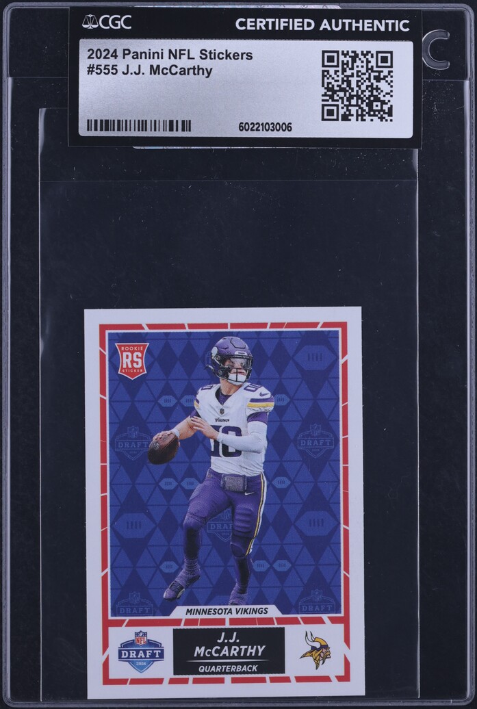 2024 Panini NFL Stickers J.J. McCarthy ROOKIE #555 CGC AUTH on Fanatics ...