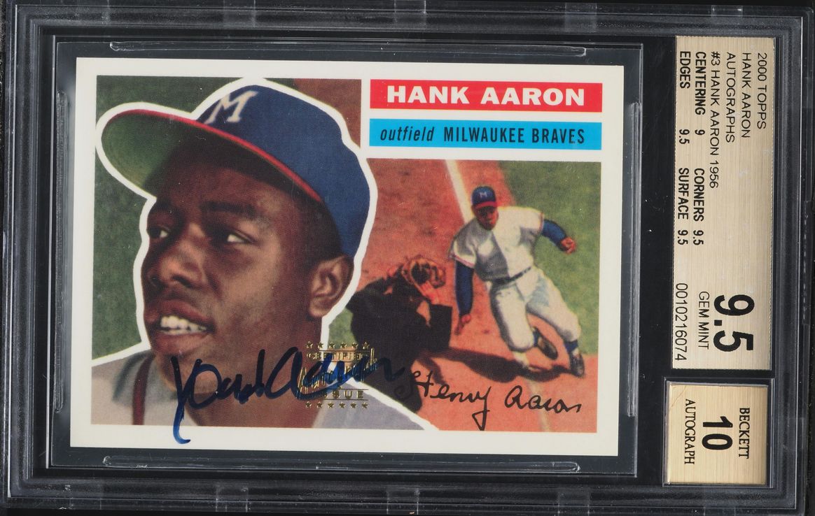 2000 Topps '56 Reprint Hank Aaron AUTO #3 BGS 9.5 GEM MINT on Fanatics ...