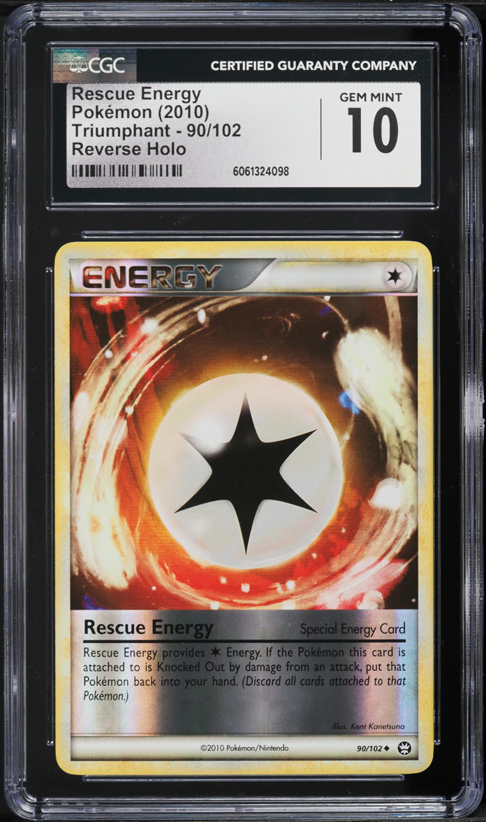 2010 Pokemon HGSS Triumphant Reverse Holo Rescue Energy #90 CGC 10 GEM ...