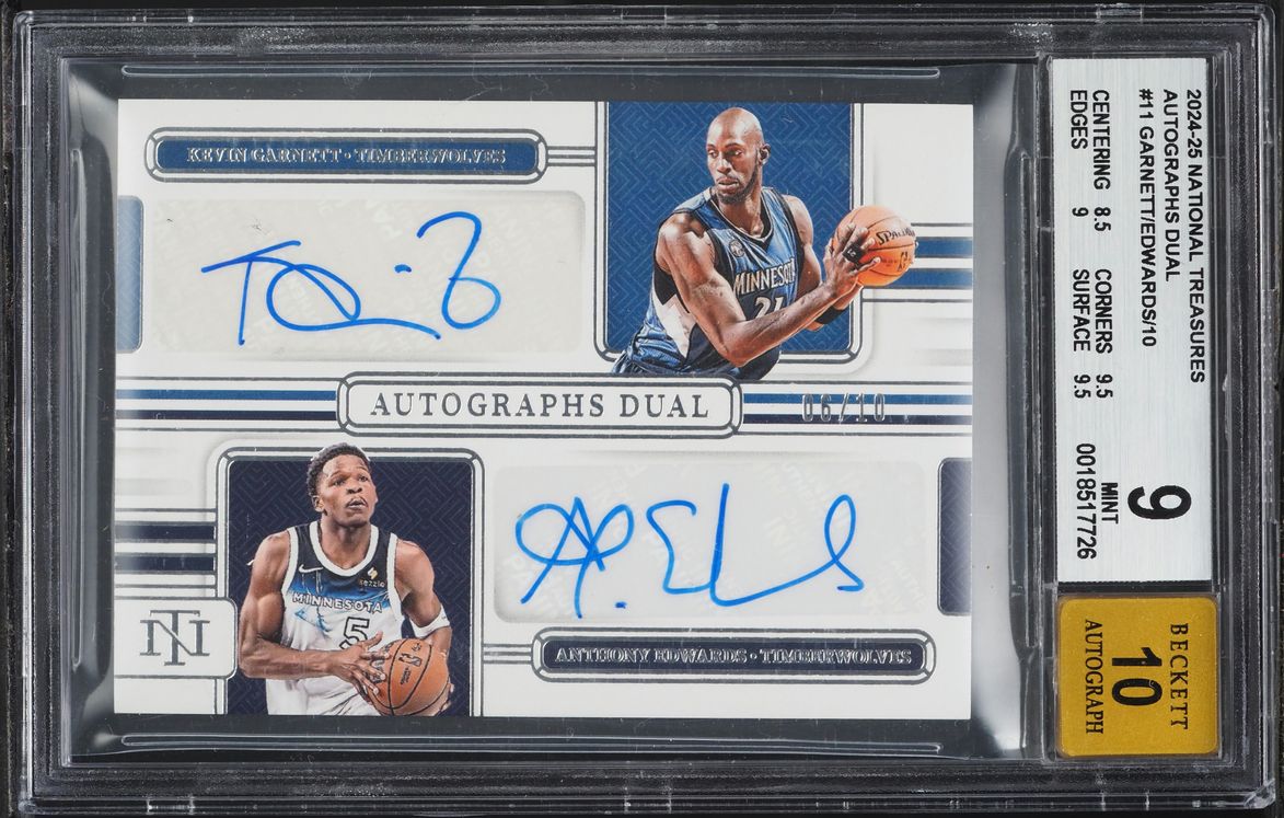 2024 National Treasures Dual Kevin Garnett Anthony Edwards AUTO /10 #AD ...
