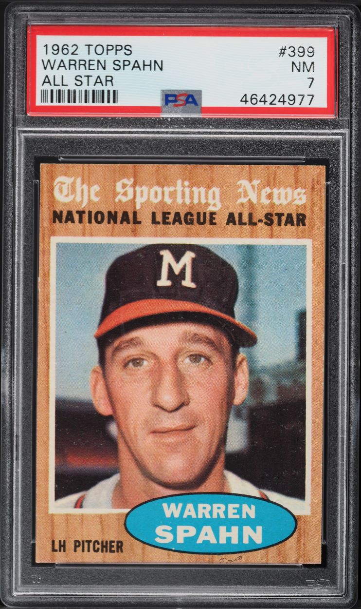 1962 Topps Warren Spahn ALL-STAR #399 PSA 7 NRMT on Fanatics Collect