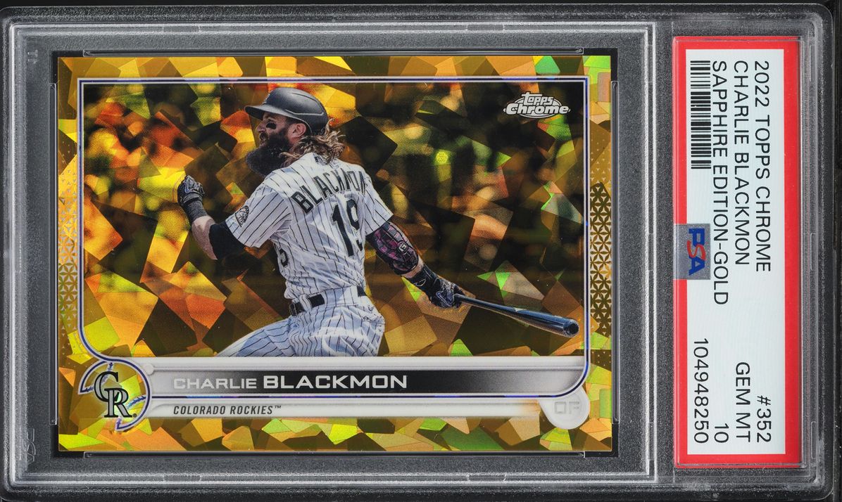2022 Topps Chrome Sapphire Gold Charlie Blackmon /50 #352 PSA 10 GEM ...