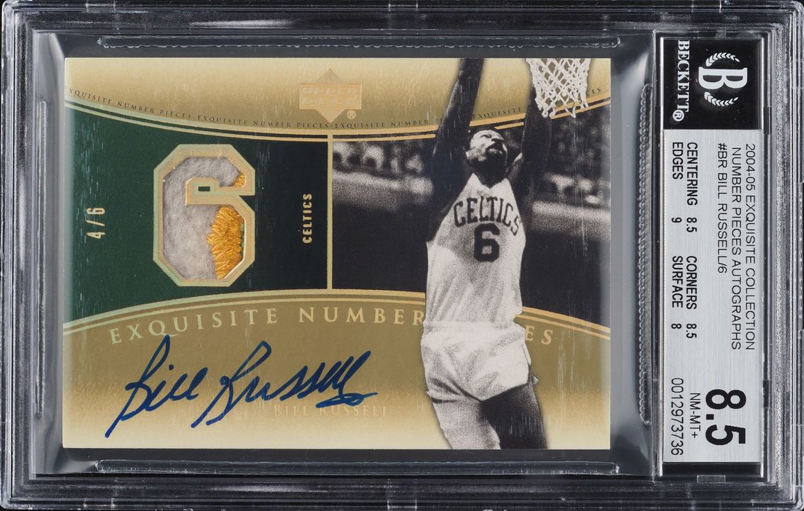 2004 Exquisite Collection Number Pieces Bill Russell PATCH AUTO /6 BGS ...