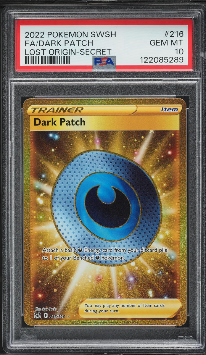 2022 Pokemon SWSH Lost Origin Gold Rare Dark Patch #216 PSA 10 GEM MINT ...