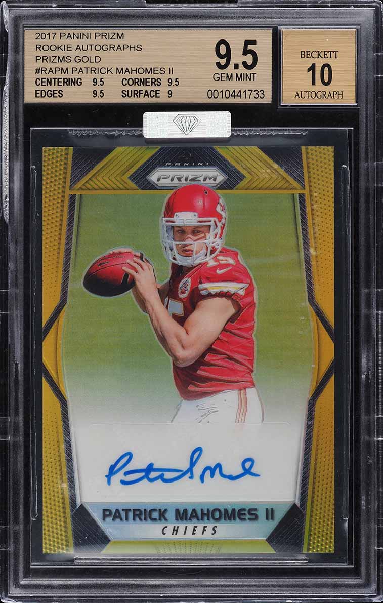 2017 Panini Prizm Gold Patrick Mahomes II ROOKIE AUTO /10 MBA BGS 9.5 ...