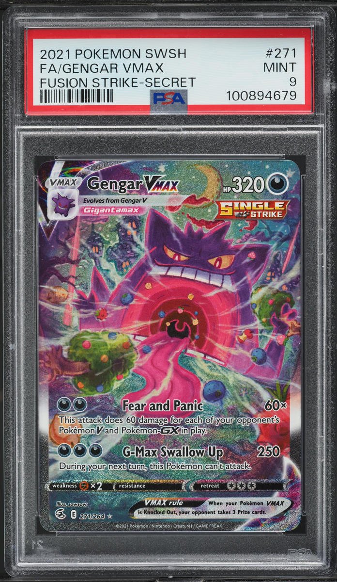 2021 Pokemon Sword & Shield Fusion Strike Alt Art Gengar VMAX #271 PSA 9 MINT on Fanatics Collect
