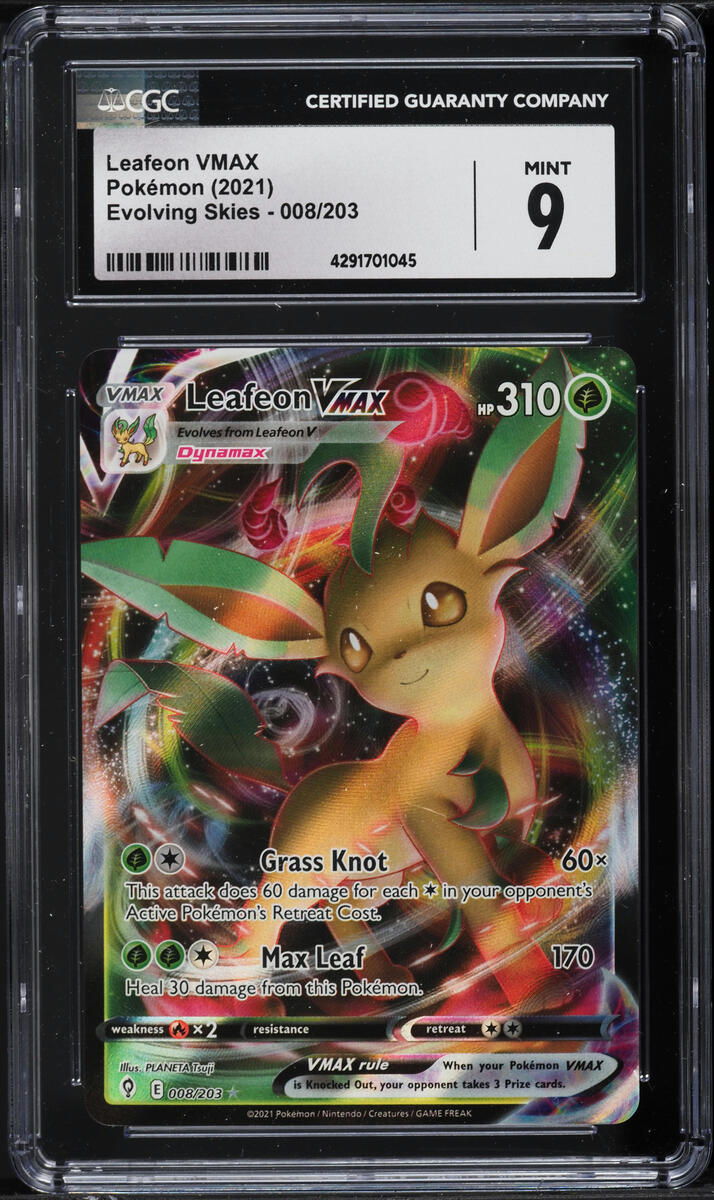 2021 Pokemon Sword & Shield Evolving Skies Full Art Leafeon VMAX #8 CGC 9 MINT on Fanatics Collect