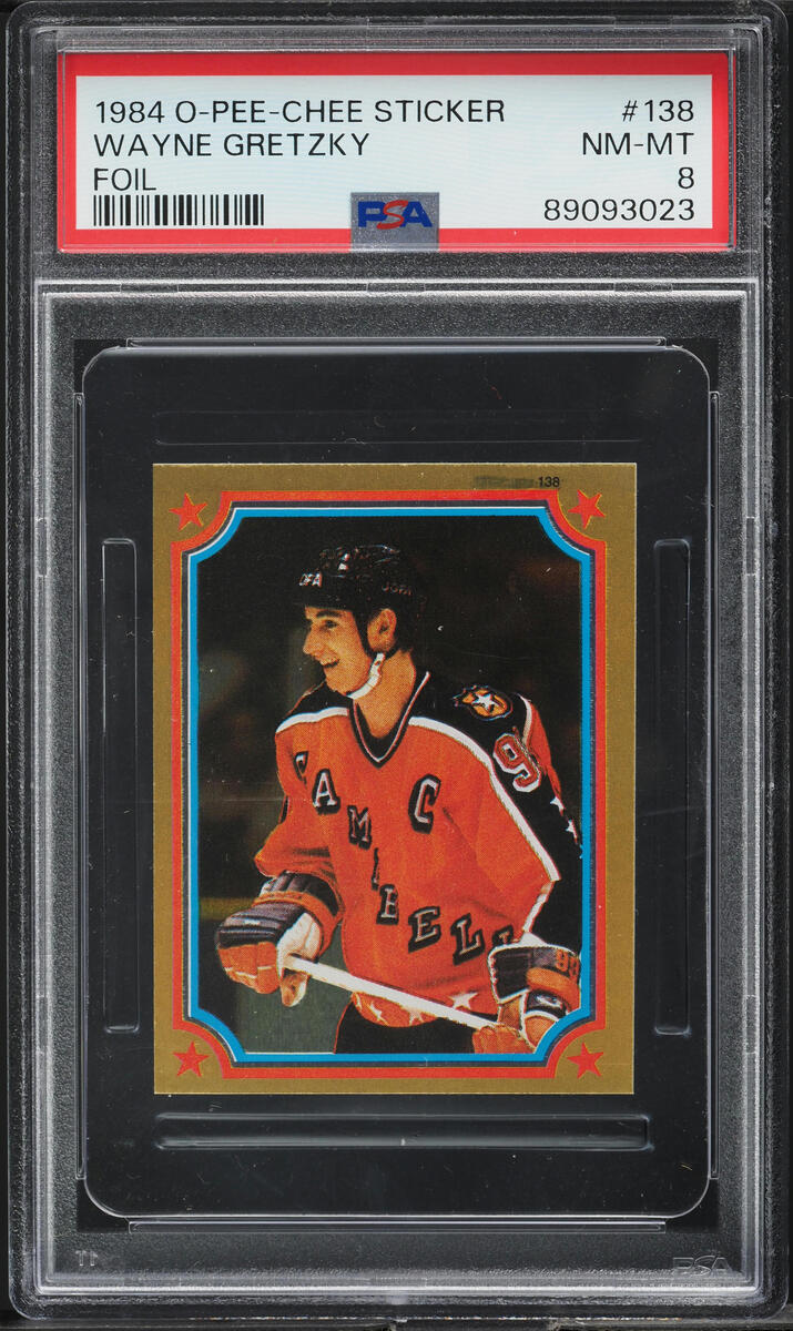 1984 O-Pee-Chee Hockey Sticker Foil Wayne Gretzky #138 PSA 8 NM-MT on ...