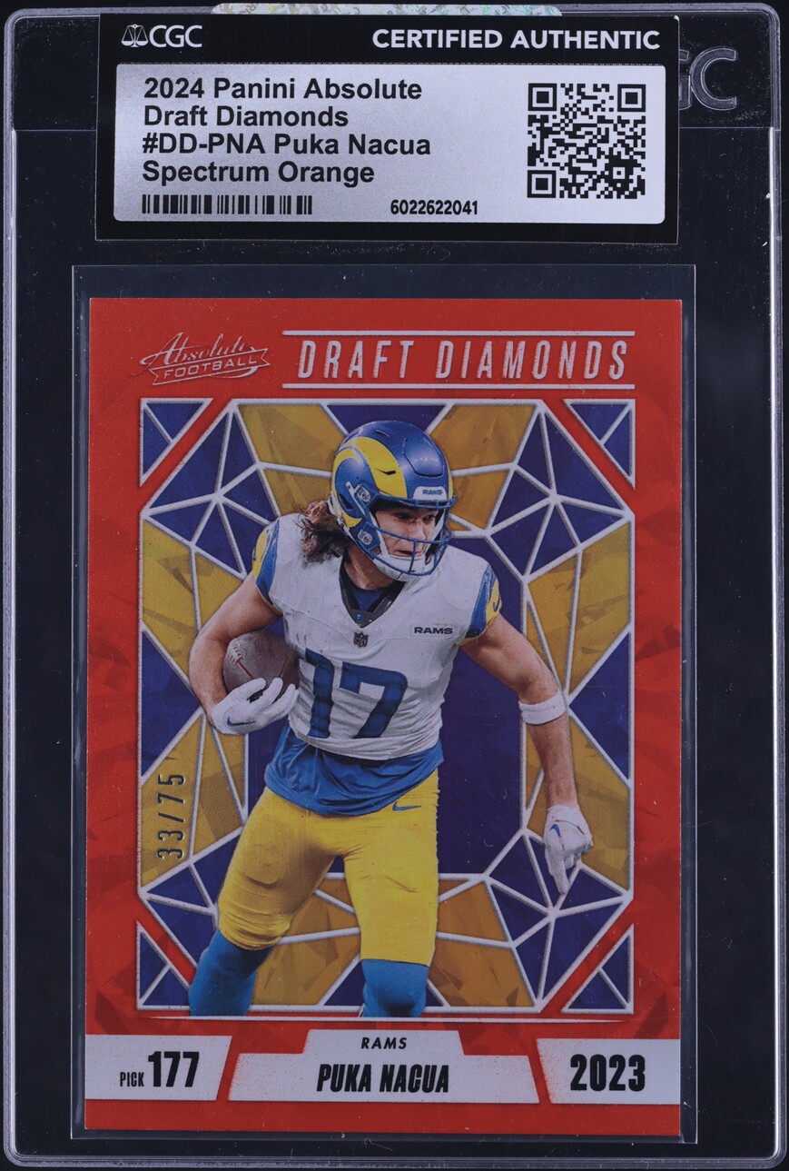 2024 Absolute Draft Diamonds Spectrum Orange Puka Nacua /75 CGC AUTH on ...