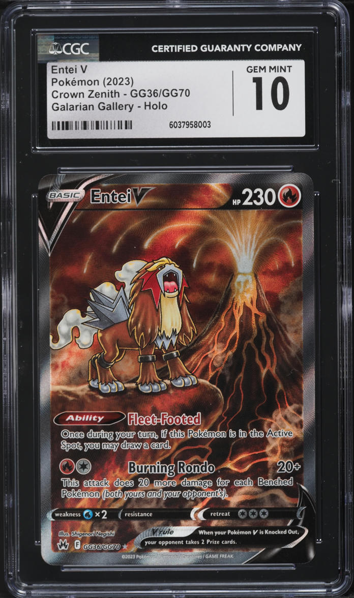 2023 Pokemon Sword & Shield Crown Zenith Full Art Entei V #GG36 CGC 10 GEM MINT on Fanatics Collect