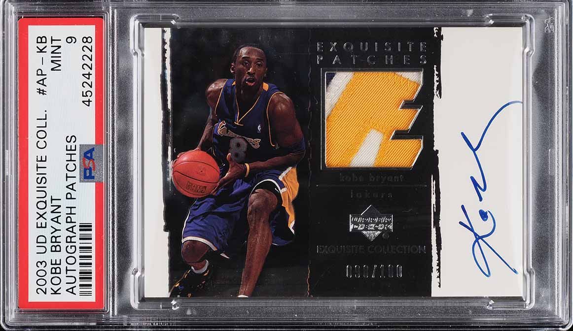 2003 Exquisite Collection Patches Kobe Bryant 3-CLR PATCH AUTO /100 PSA 9 MINT on Fanatics Collect