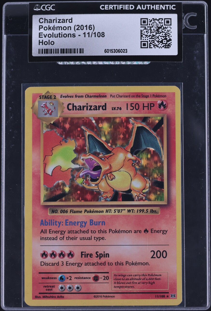 2016 Pokemon XY Evolutions Holo Charizard #11 CGC AUTH on Fanatics Collect
