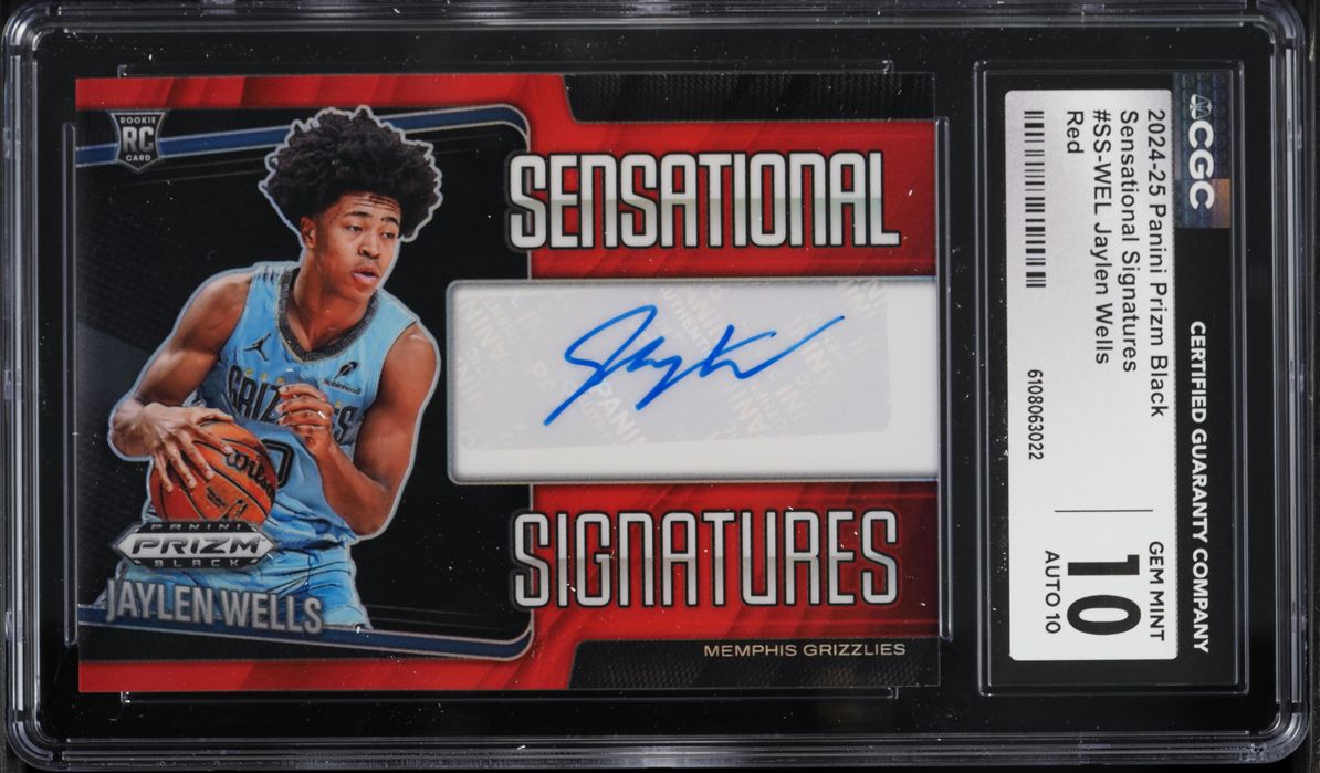 2024 Panini Prizm Black Sensational Red Jaylen Wells ROOKIE AUTO /99 # ...