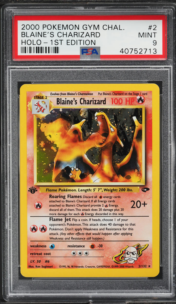 2000 Pokemon Gym Challenge 1st Edition Holo Blaine's Charizard #2 PSA 9 ...