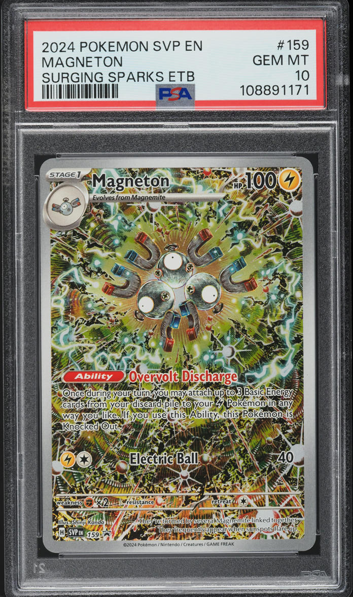 2024 Pokemon SV Black Star Promo Surging Sparks ETB Magneton #159 PSA ...