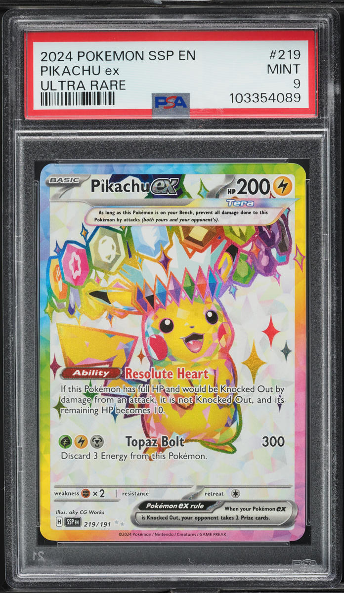 2024 Pokemon Scarlet & Violet Surging Sparks Full Art Pikachu ex #219 ...