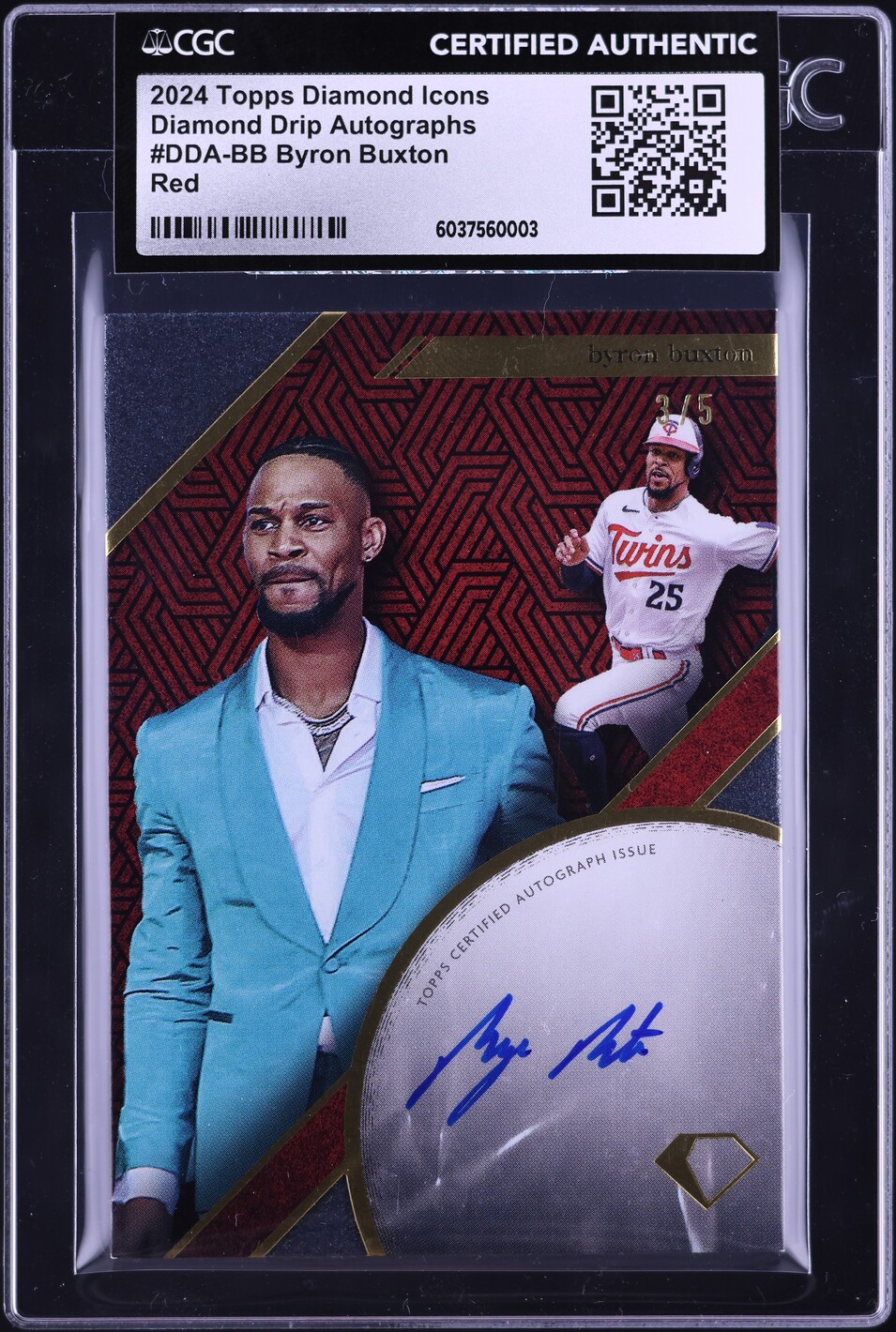 2024 Topps Diamond Icons Drip Red Byron Buxton AUTO /5 #DDA-BB CGC AUTH ...