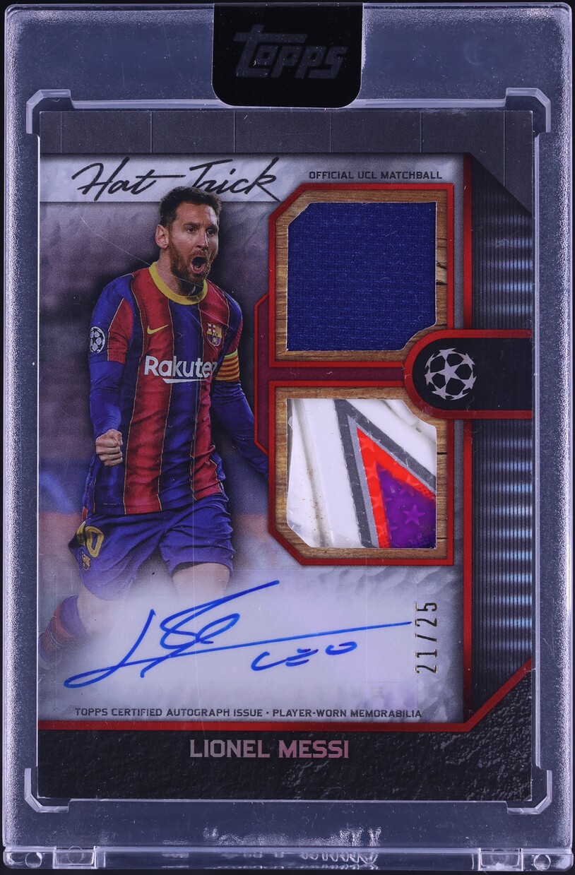 2023 Topps Museum Collection UEFA Hat Trick Lionel Messi PATCH AUTO /25 ...