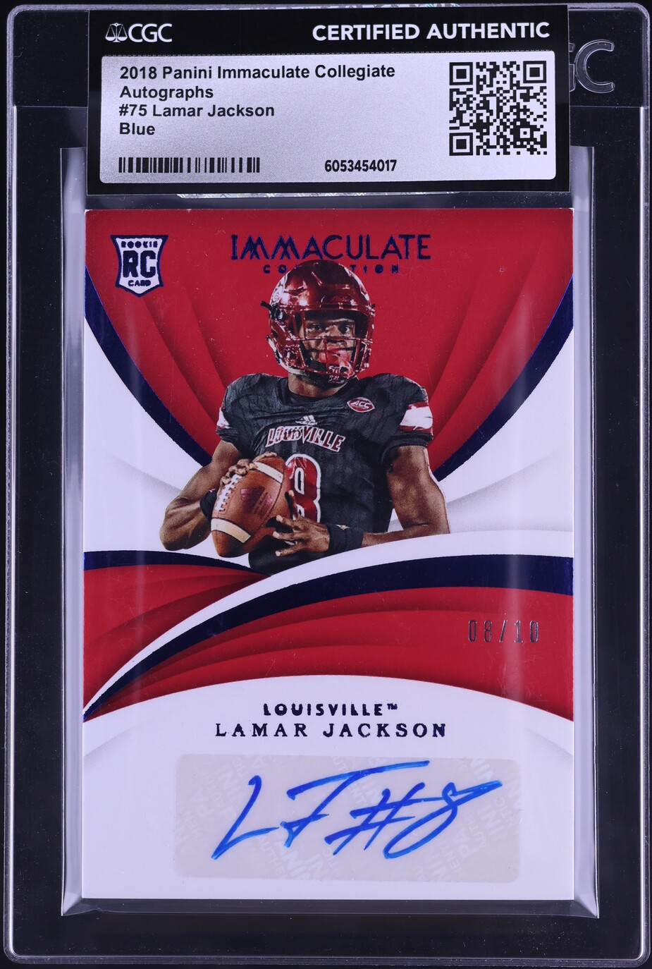 2018 Immaculate Collegiate Blue Lamar Jackson ROOKIE AUTO JERSEY # 8/10 ...