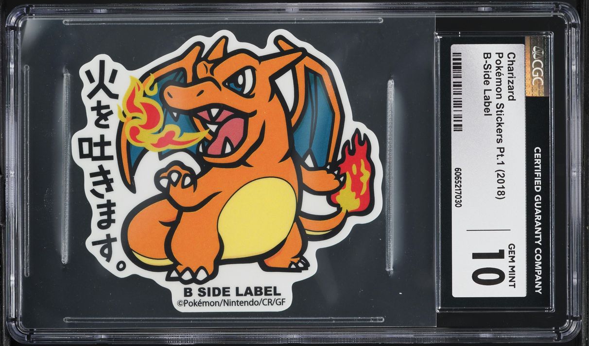 2018 Pokemon Japanese Stickers Part 1 B-Side Label Charizard CGC 10 GEM ...