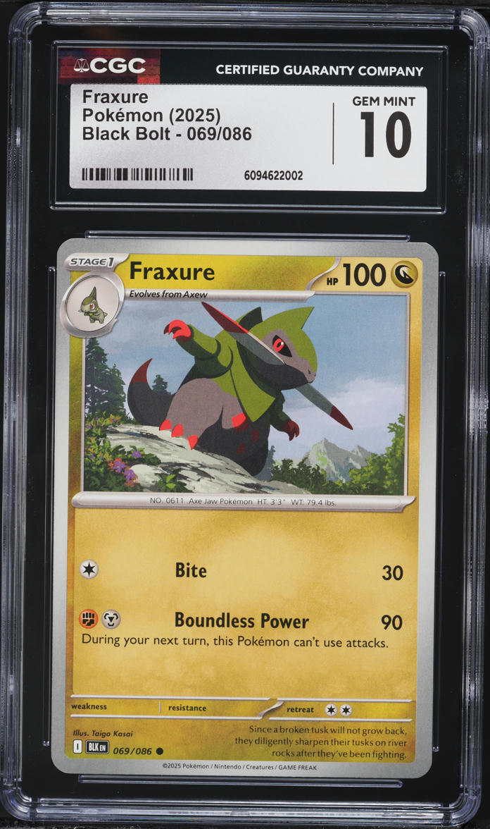 2025 Pokemon Scarlet & Violet Black Bolt Fraxure #69 CGC 10 GEM MINT on ...