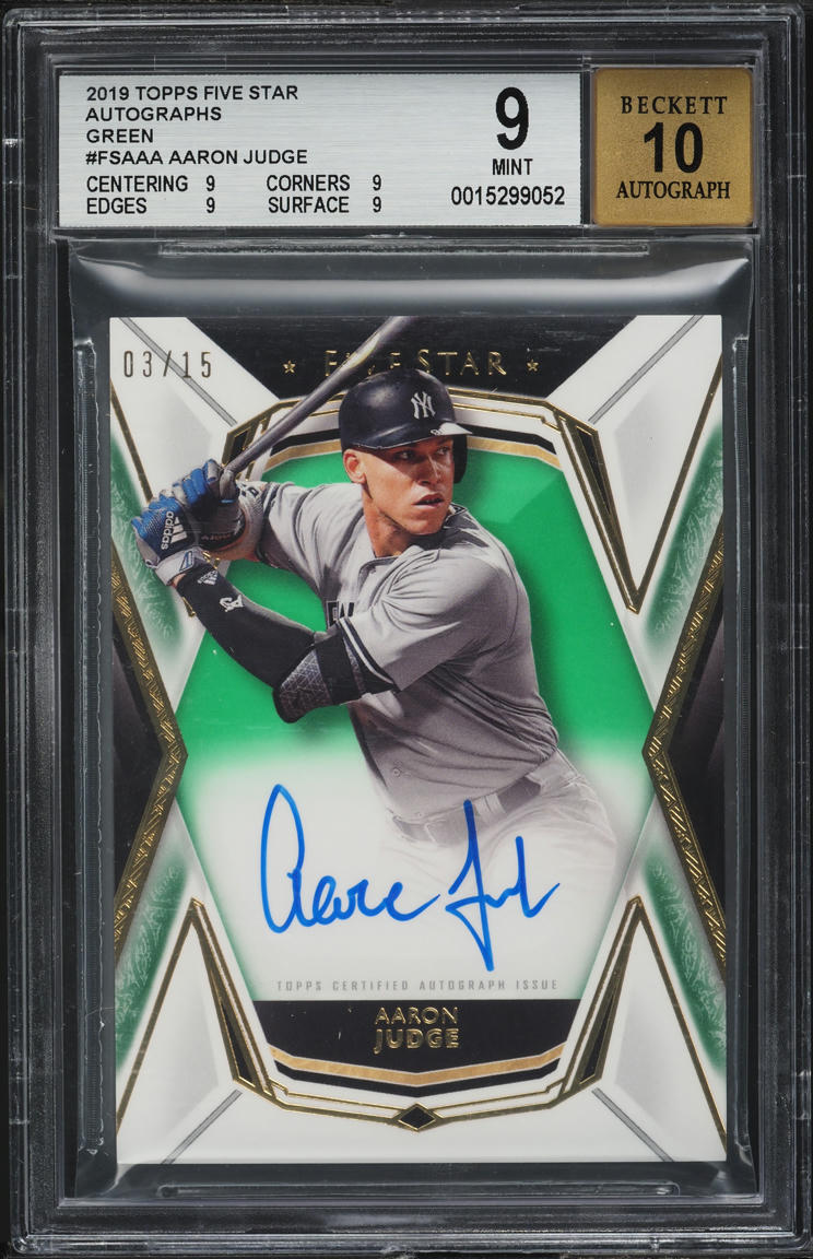 2019 Topps Five Star Green Aaron Judge AUTO /15 #FSA-AA BGS 9 MINT on ...