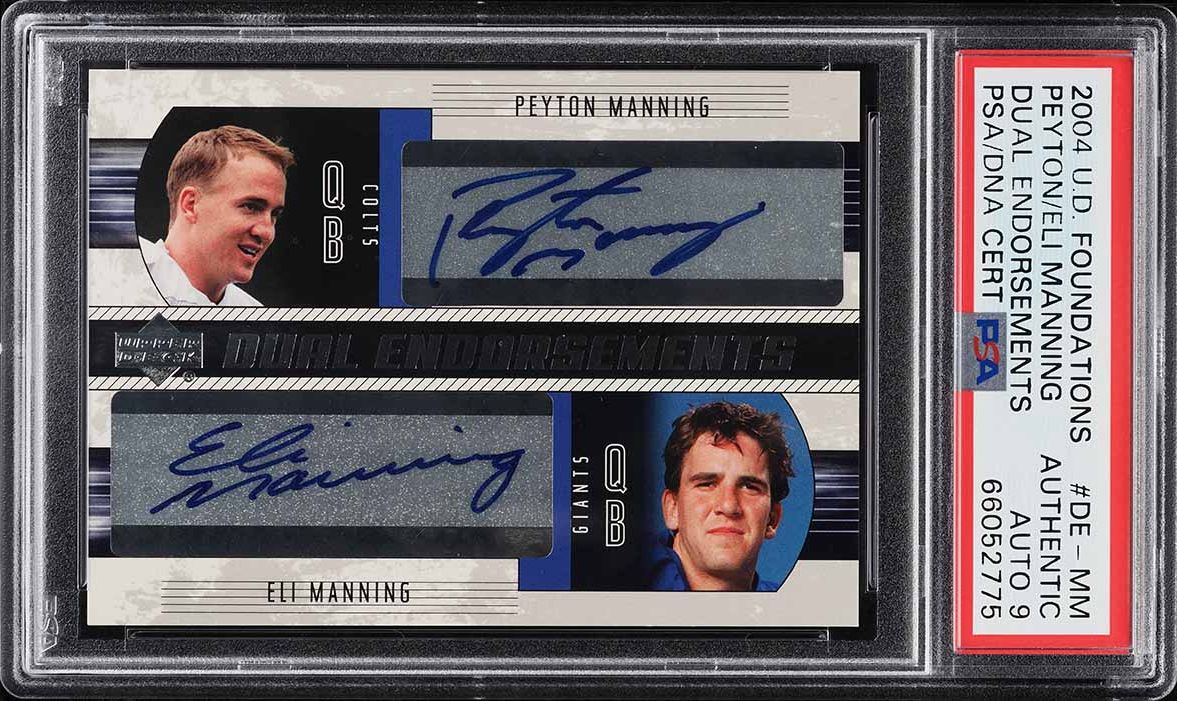 2004 UD Foundations Endorsements Peyton Eli Manning ROOKIE AUTO DNA 9 PSA AUTH on Fanatics Collect