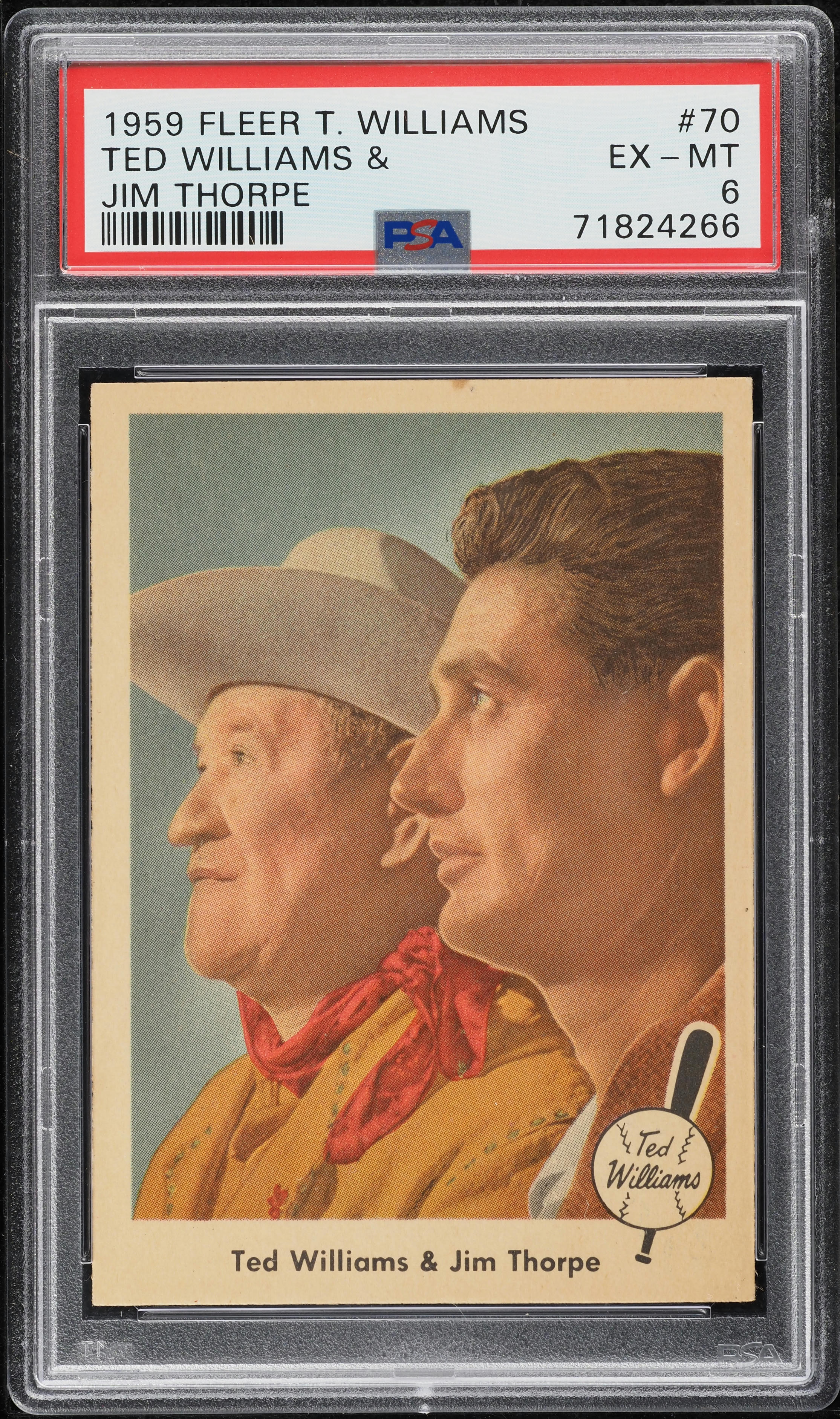 1959 Fleer Ted Williams & Jim Thorpe #70 PSA 6 EXMT on Fanatics Collect