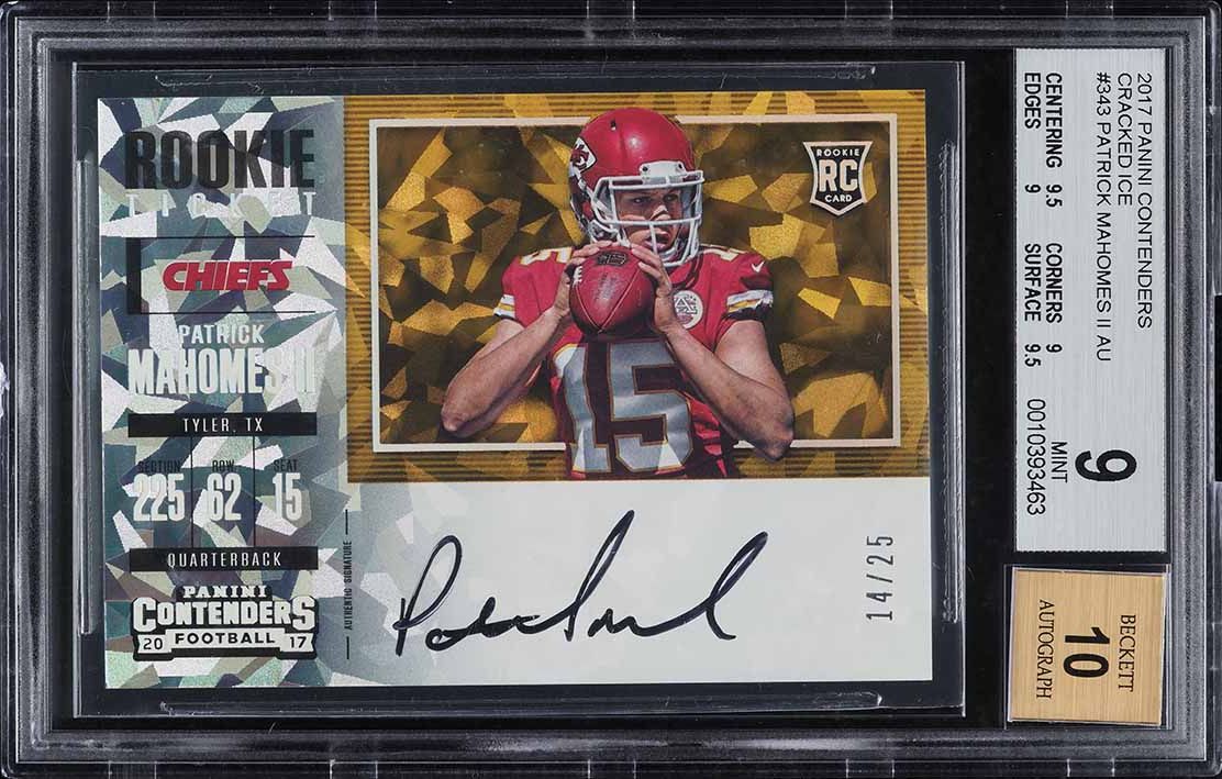 2017 Panini Contenders Cracked Ice Patrick Mahomes II ROOKIE AUTO /25 ...