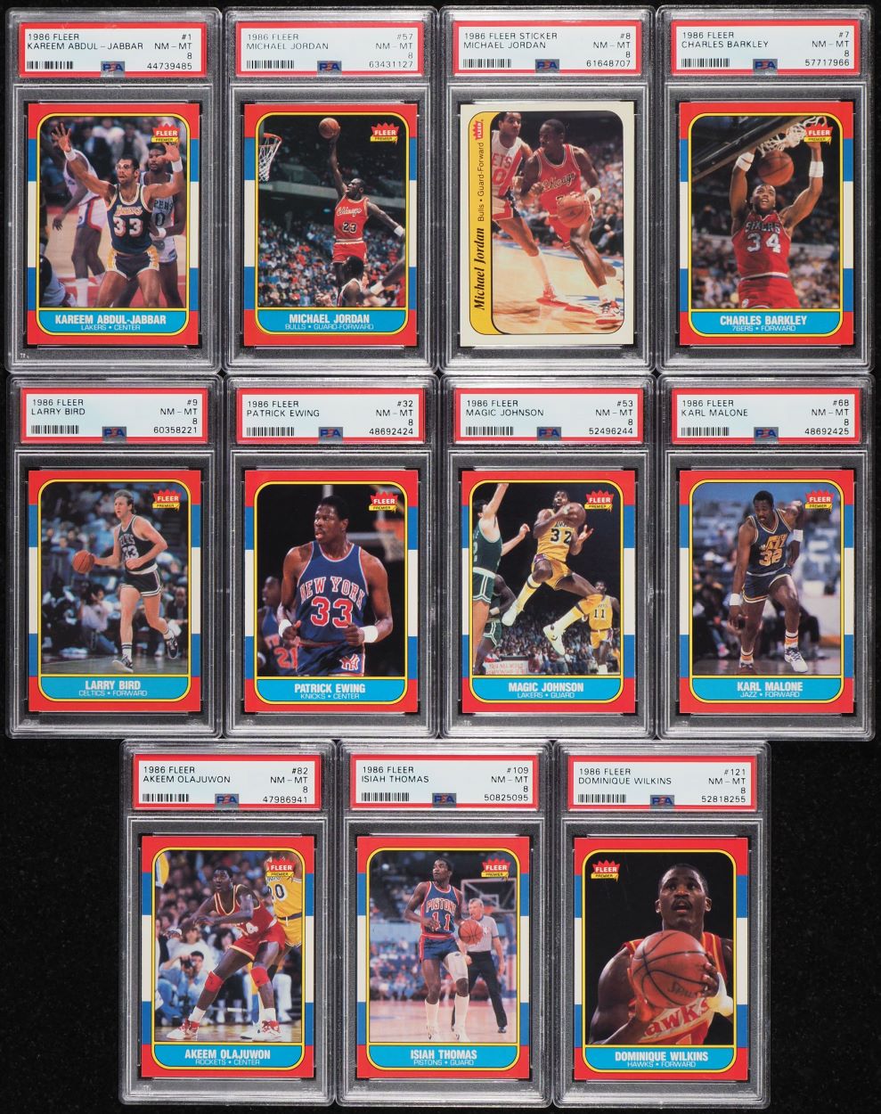 1986 Fleer Basketball Complete Set w/ Stickers, All PSA 8 on Fanatics ...