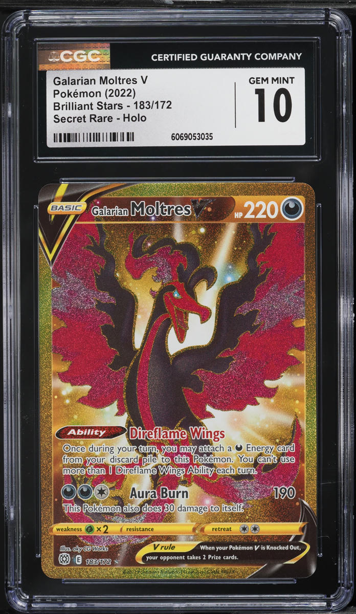 2022 Pokemon SWSH Brilliant Stars Gold Rare Galarian Moltres V #183 CGC ...