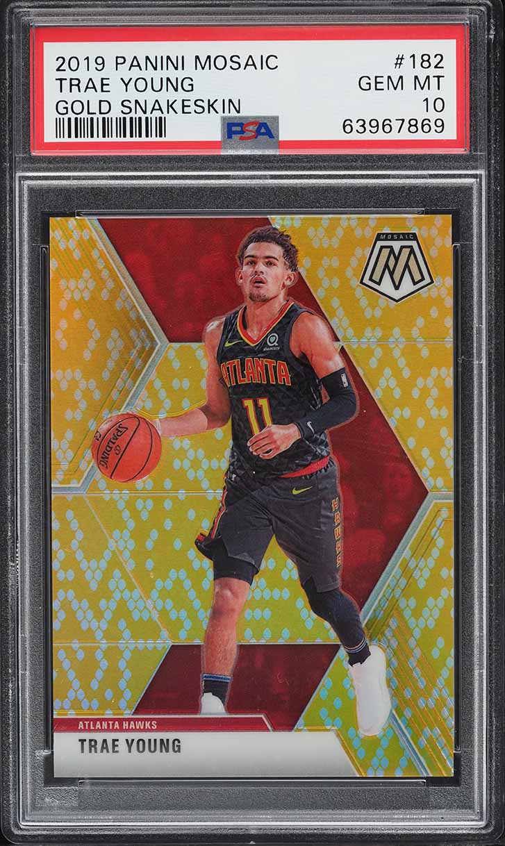 2019 Panini Mosaic Gold Snakeskin Trae Young /8 #182 PSA 10 GEM MINT on Fanatics Collect