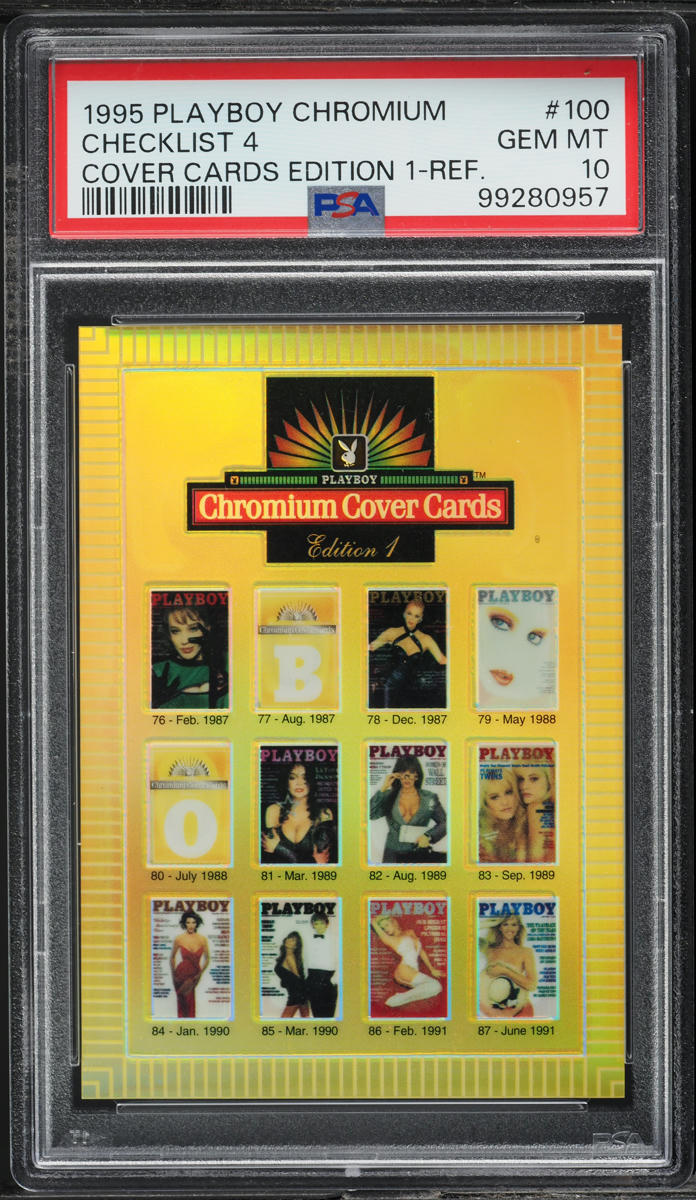 1995 Playboy Chromium Cover Cards Edition 1 Refractor Checklist 4 #100 PSA 10 on Fanatics Collect