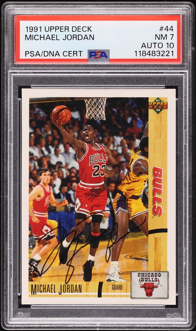 1991 Upper Deck Basketball Michael Jordan AUTO DNA 10 #44 PSA 7 NRMT on ...
