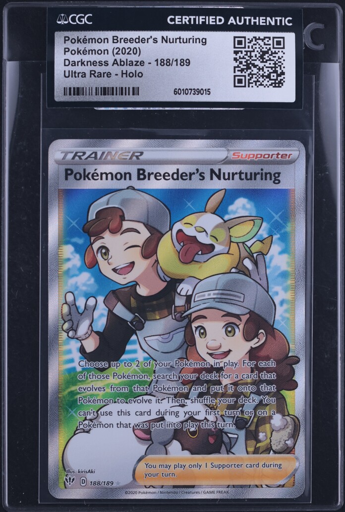 2020 Pokemon SWSH Darkness Ablaze Full Art Breeder's Nurturing #188 CGC ...