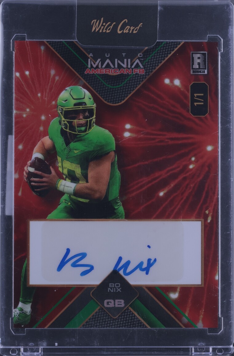 2024 Wild Card AutoMania Fireworks 5 Rainbow Bo Nix RC AUTO 1/1 CGC ...