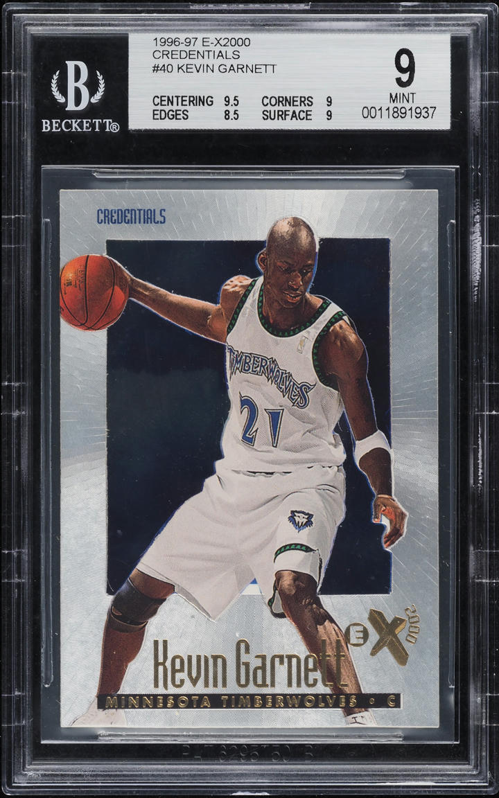 1996 Skybox E-X2000 Credentials Kevin Garnett /499 #40 BGS 9 MINT on Fanatics Collect