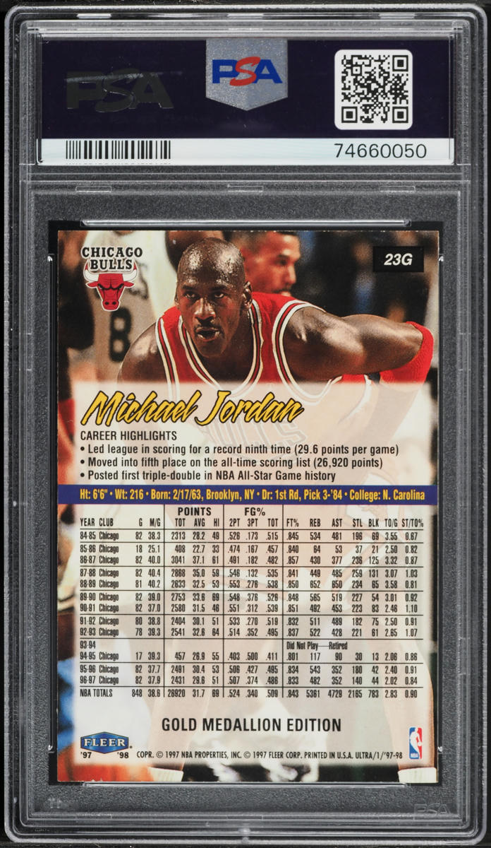 1997 Ultra Gold Medallion Michael Jordan #23G PSA 9 MINT on Fanatics ...