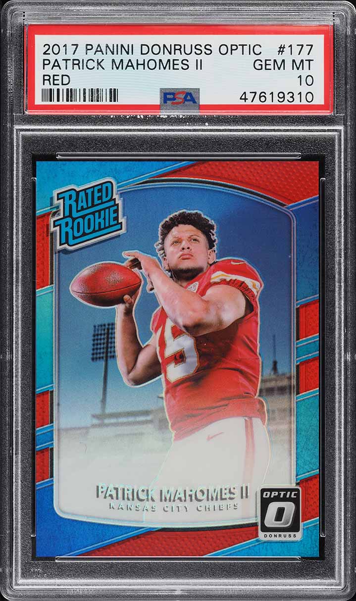 2017 Donruss Optic Red Patrick Mahomes II ROOKIE /99 #177 PSA 10 GEM ...