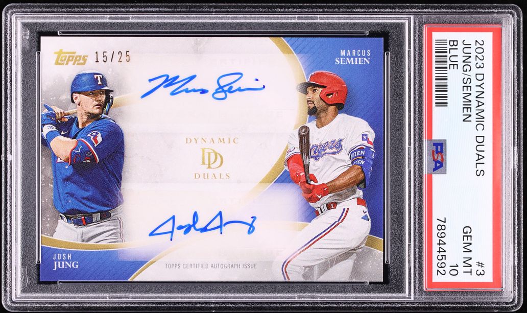 2023 Topps Dynamic Duals Blue Josh Jung Marcus Semien ROOKIE AUTO /25 ...