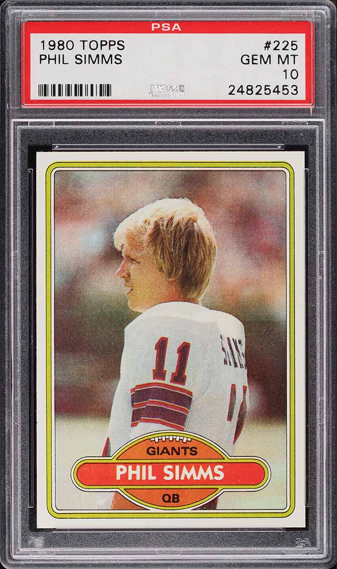 1980 Topps Football Phil Simms ROOKIE #225 PSA 10 GEM MINT on Fanatics ...