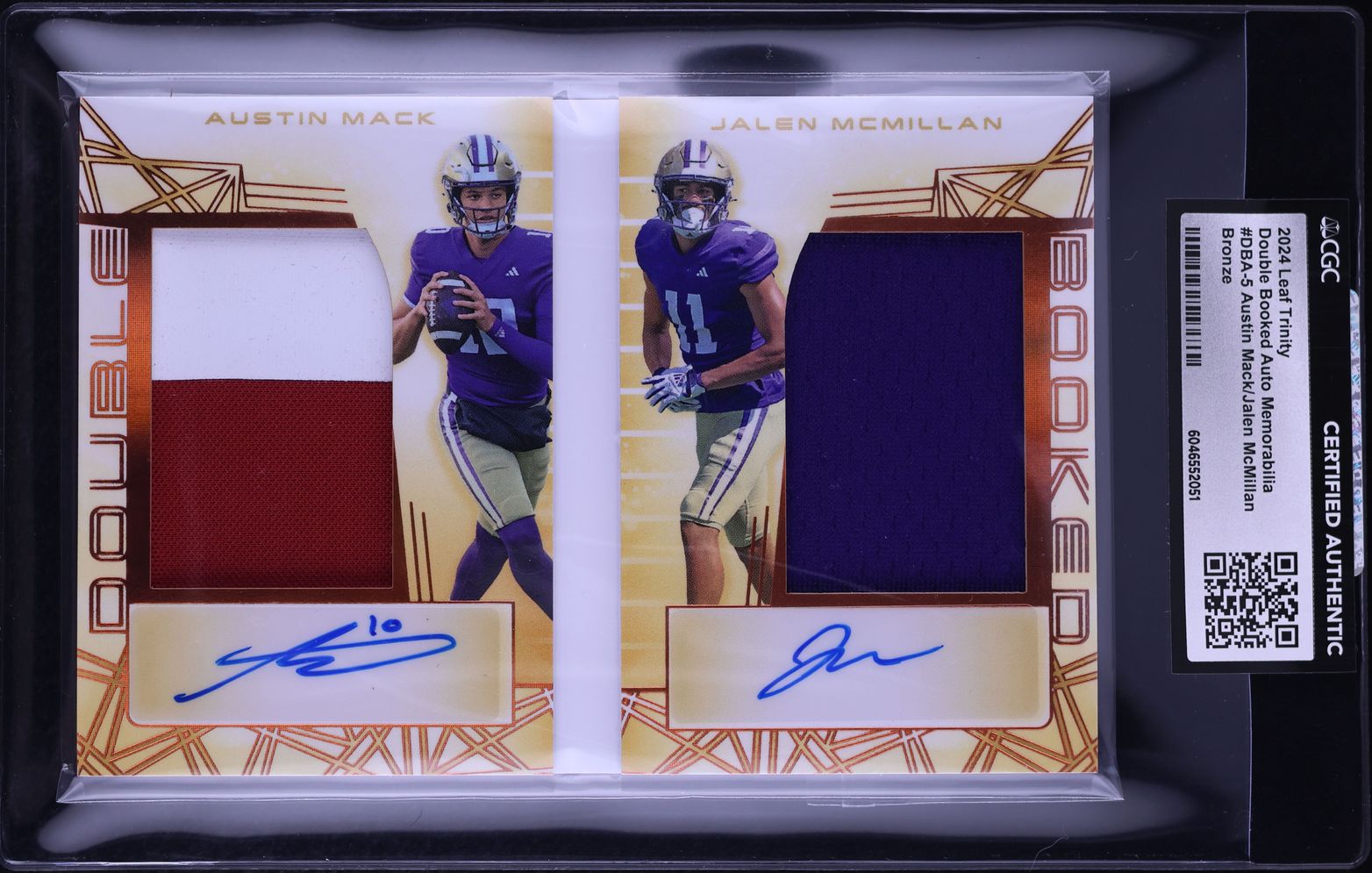 2024 Leaf Trinity Bronze Austin Mack Jalen McMillan RC PATCH AUTO /25 ...