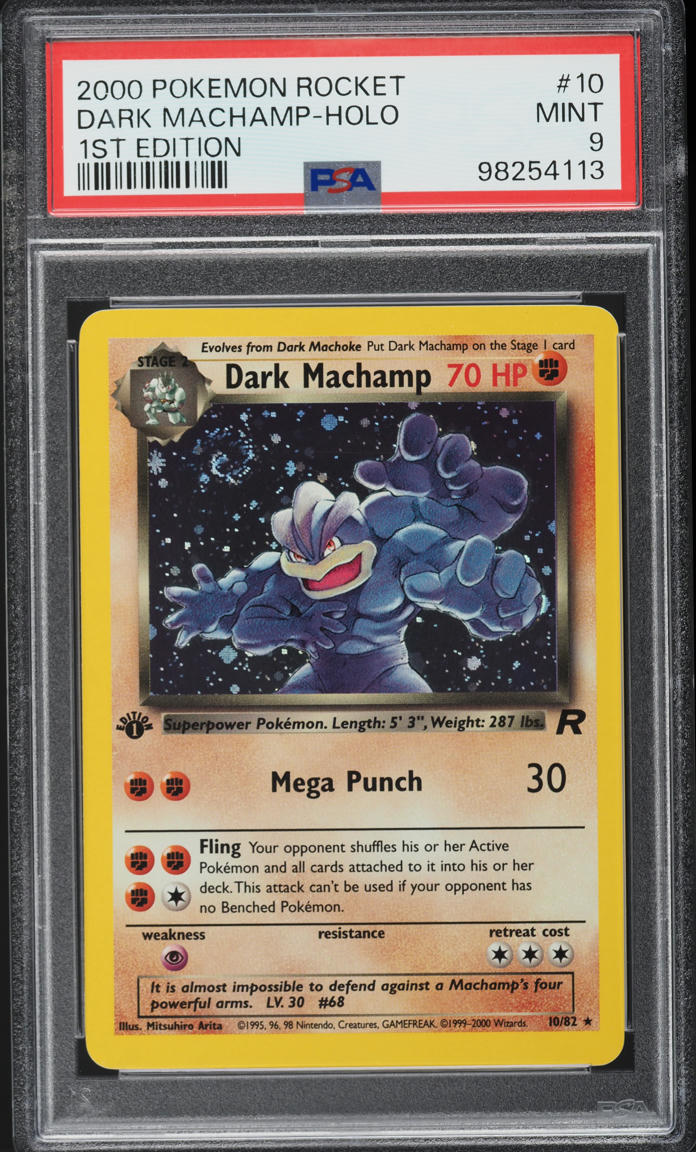 2000 Pokemon Team Rocket 1st Edition Holo Dark Machamp #10 PSA 9 MINT ...
