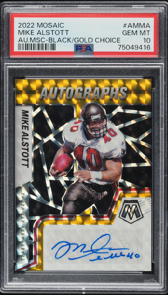 2022 Panini Mosaic Black Gold Choice Mike Alstott AUTO 8/8 #AMMA PSA 10 ...