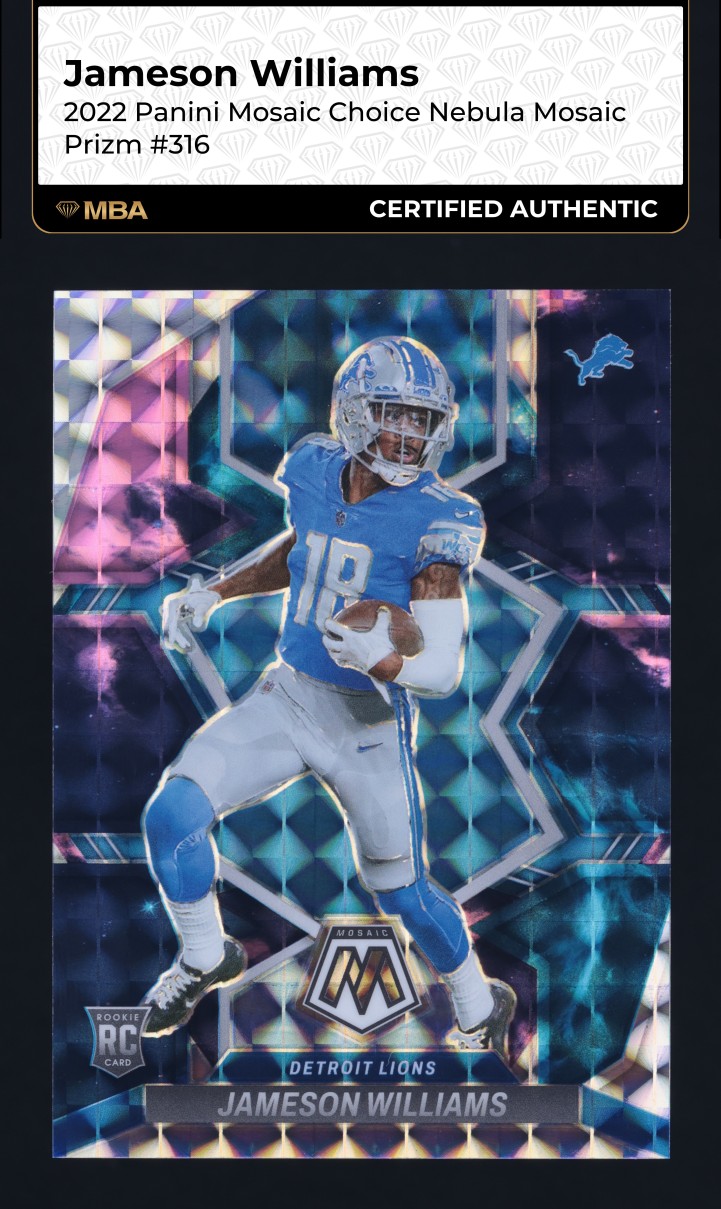 2022 Panini Mosaic Choice Nebula Prizm Jameson Williams ROOKIE 1/1 #316 ...